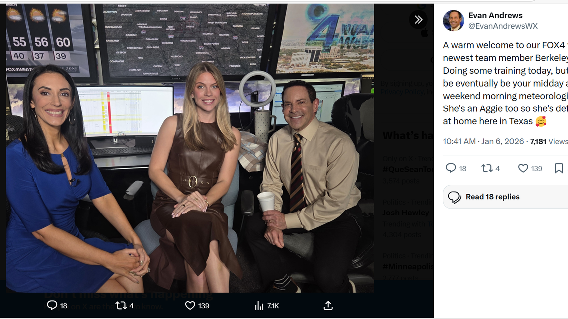 Mansfield native Berkeley Taylor joins Fox 4 meteorologists | Fort ...