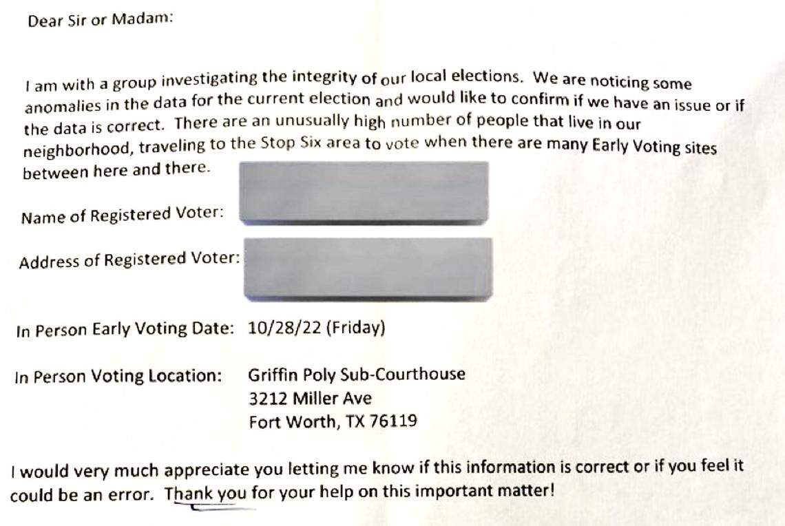 ‘Stop the steal’ letter asks about Fort Worth early voting | Fort Worth ...