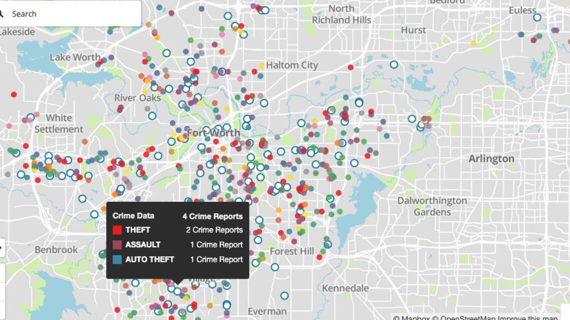 Map shows Fort Worth, TX crime report totals, locations | Fort Worth ...