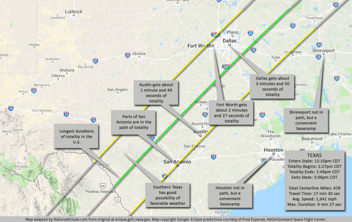 2024 total solar eclipse path crosses Texas. Where to see it | Fort ...